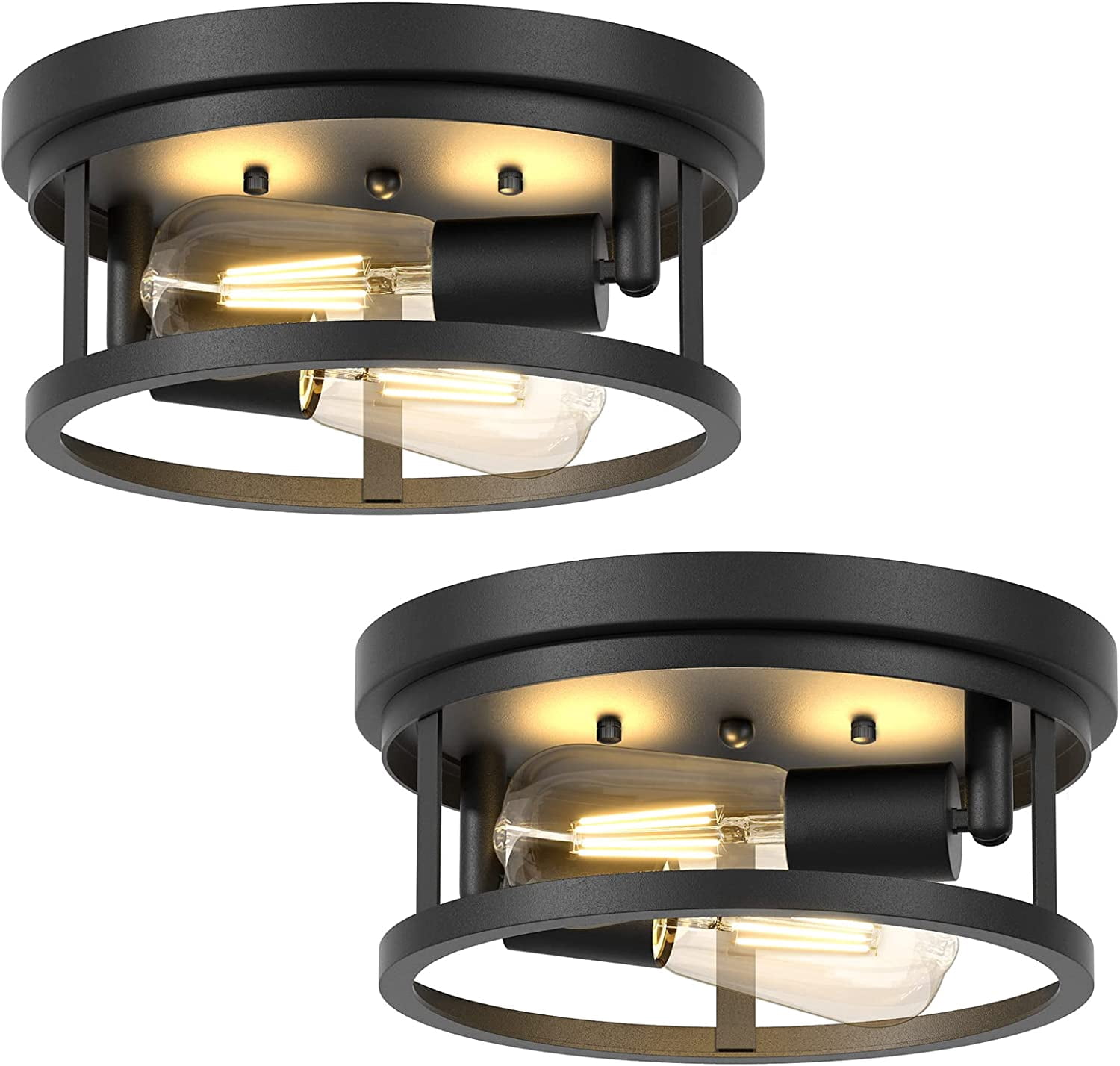 2 Pack 2-Light Flush Mount Ceiling Light Rustic Farmhouse Light ...