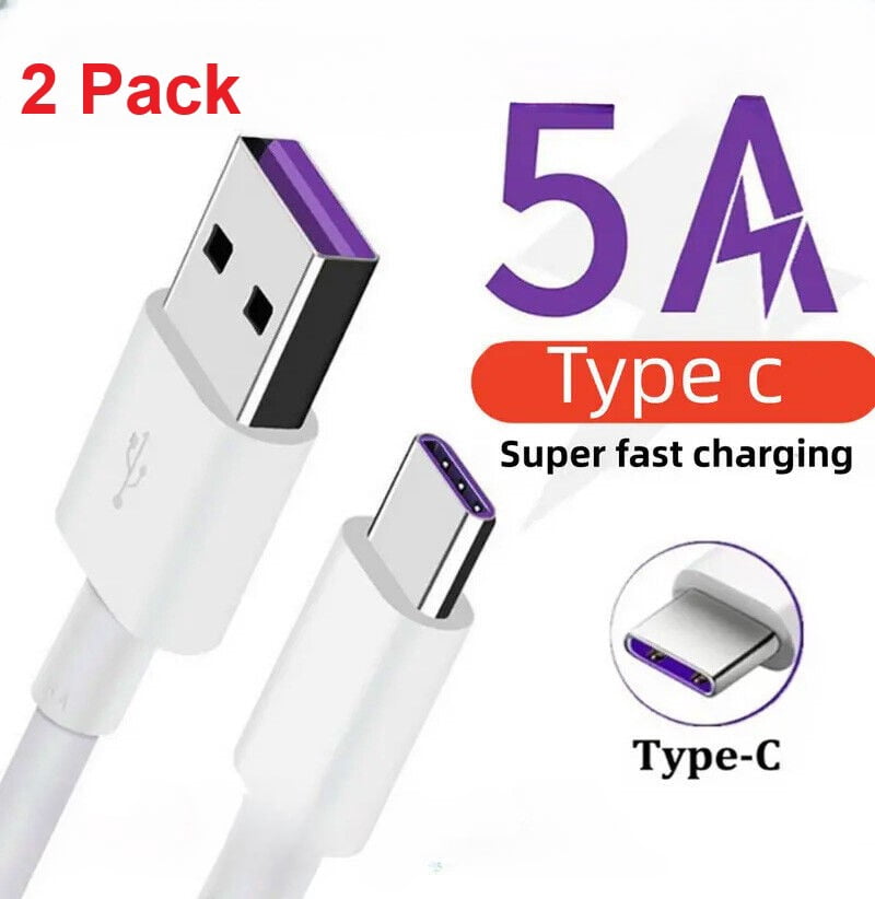 2 Pack 2 Meter USB Type C Data Cable 5A Fast Charging USB-A to USB-C ...