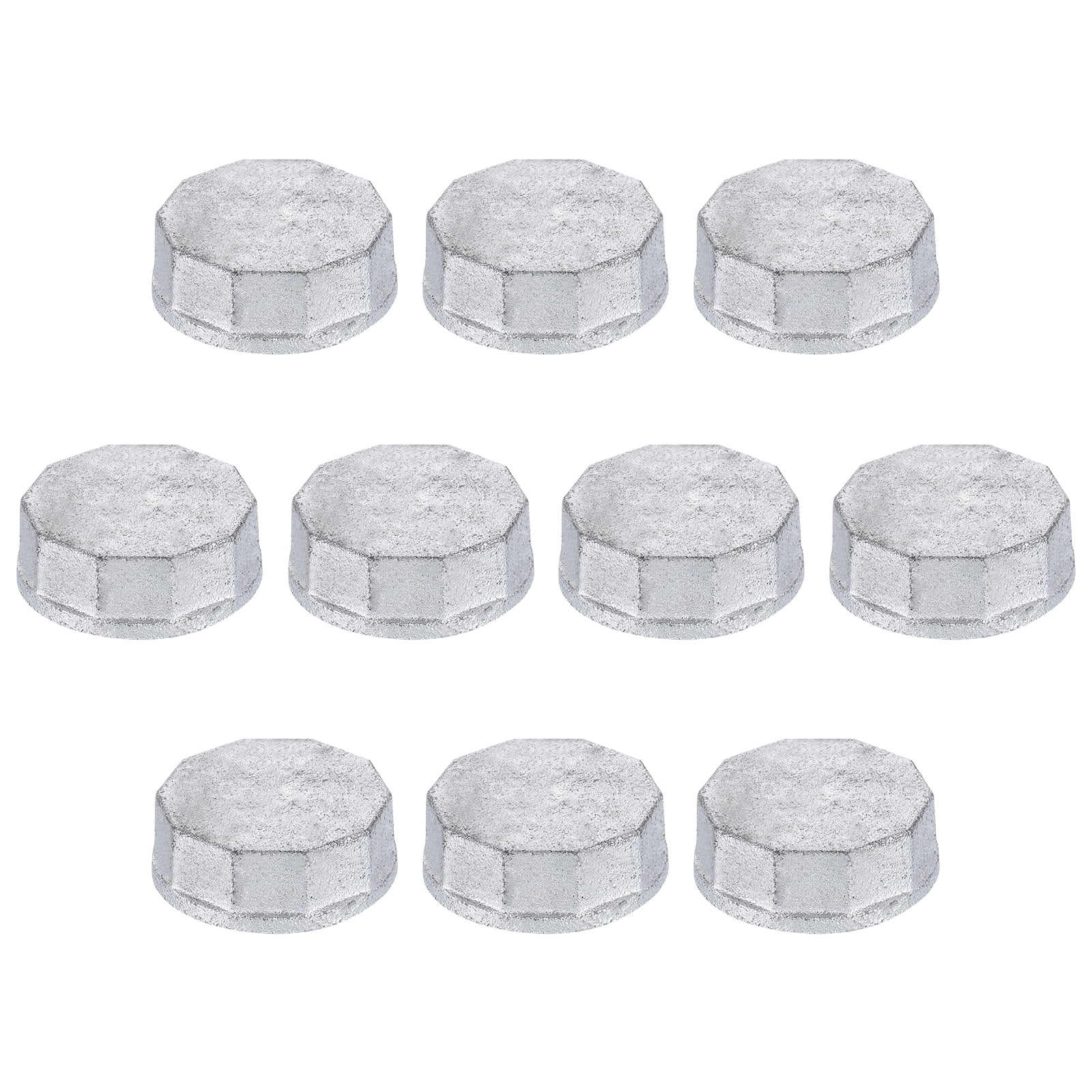 2 Pack 2" Octagon Head Steel Threaded Pipe Fitting Caps, Silver ...