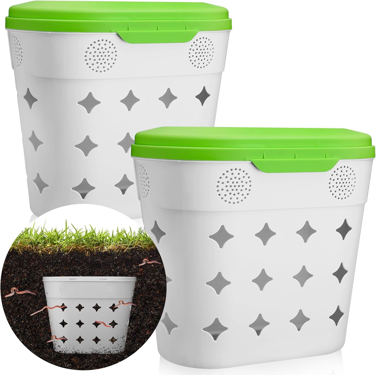 2 Pack 2 Pack InGround Worm Composter,8 Gallon Outdoor Compost Bin for ...