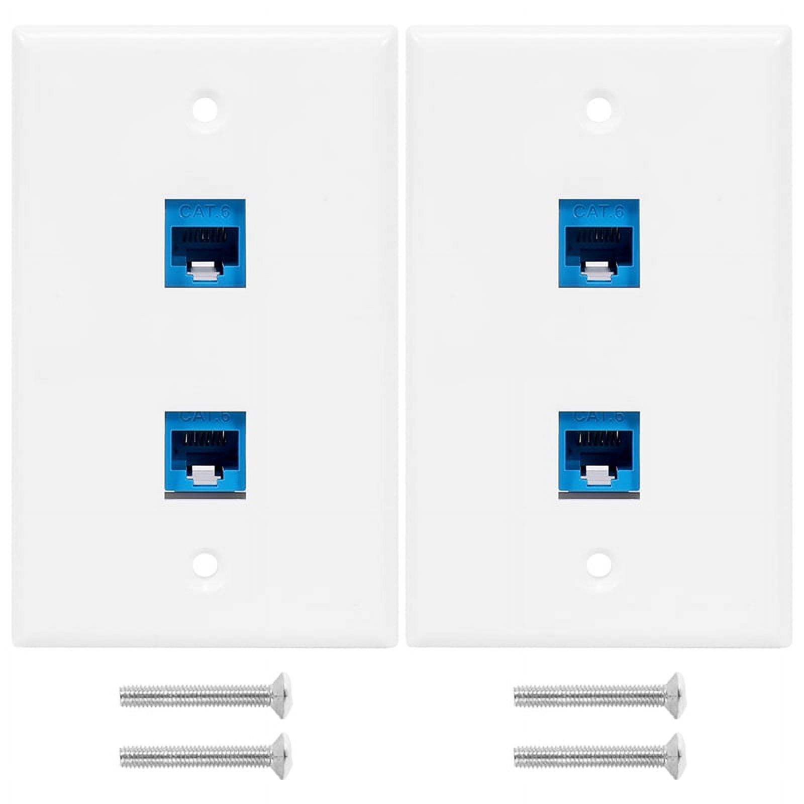 2-Pack 2 Port Ethernet Wall Plate, RJ45 Cat6 Female to Female Jack ...
