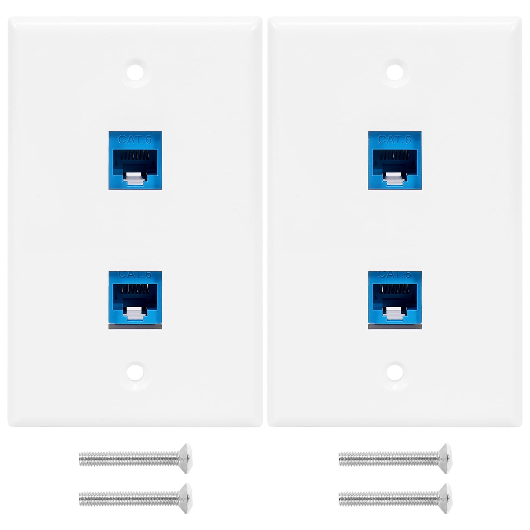 2-Pack 2 Port Ethernet Wall Plate, RJ45 Cat6 Female to Jack Inline ...