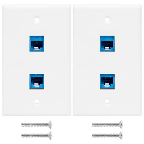 2-Pack 2 Port Ethernet Wall Plate, RJ45 Cat6 Female to Jack Inline ...