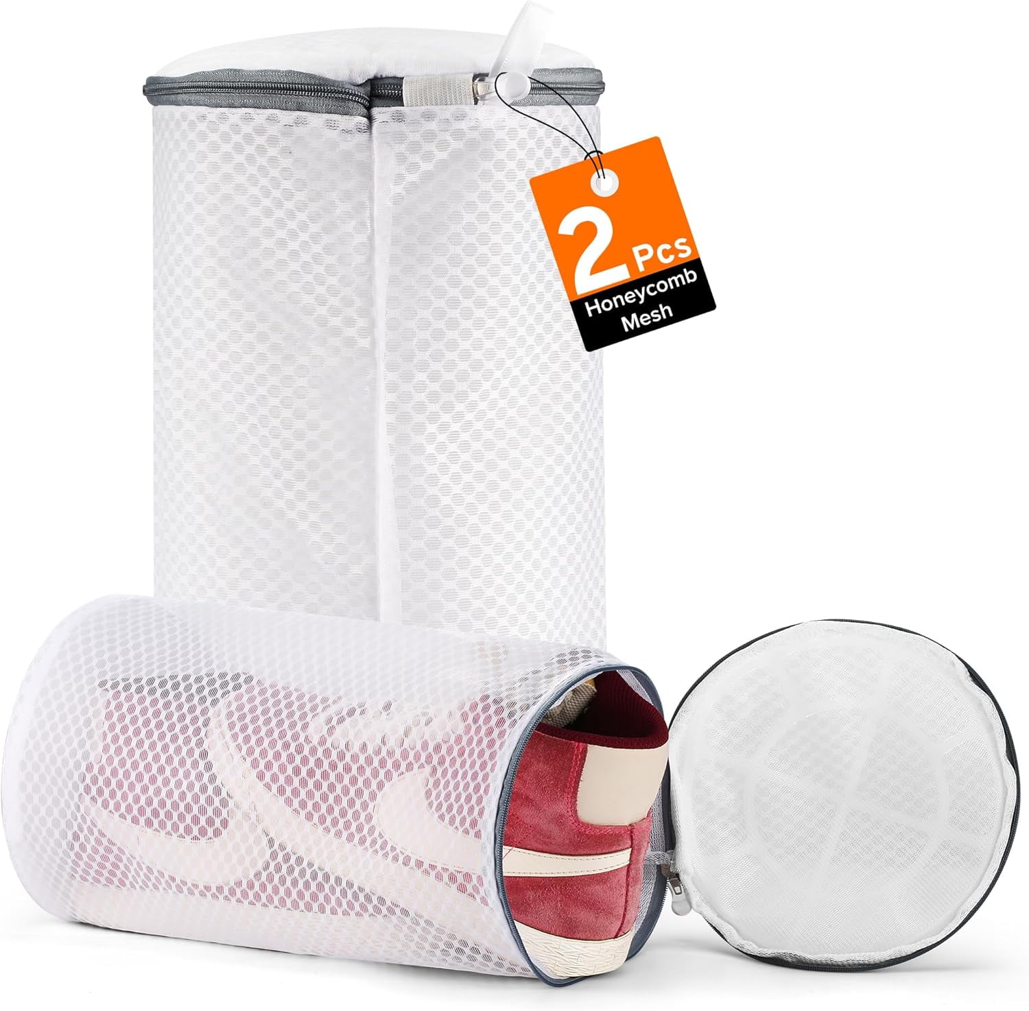 2 Pack 2 Size 120g Honeycomb Shoe Washing Machine Bag, Fabric Shoe Bag ...