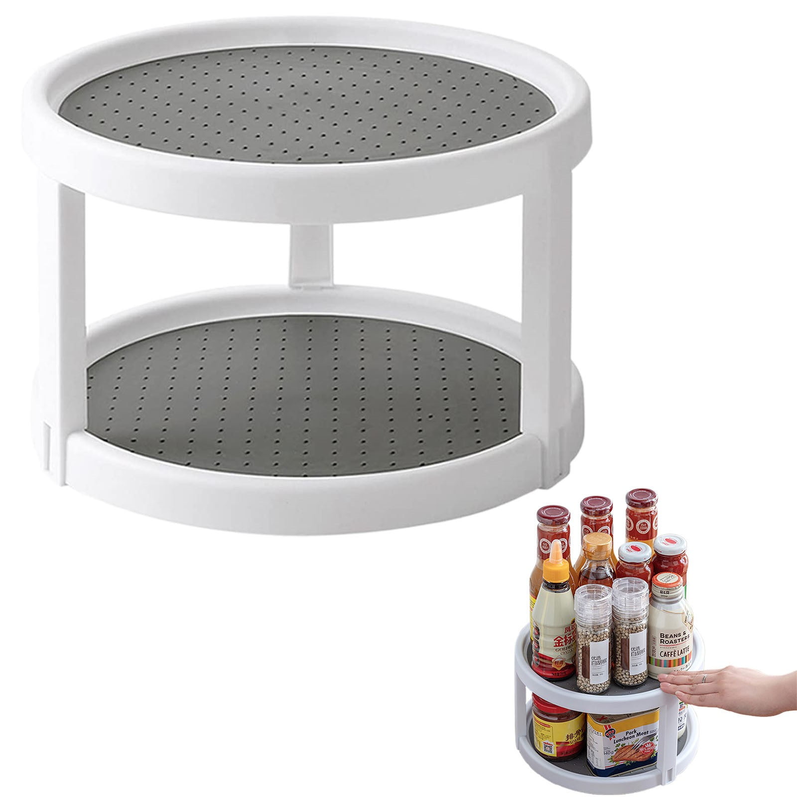 2 Pack,2 Tier 10" Turntable Lazy Susan Spice Organizer - Rotating ...