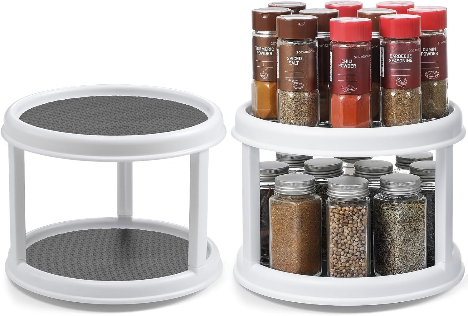2 Pack, 2 Tier 10" Turntable Lazy Susan Spice Organizer - Rotating ...