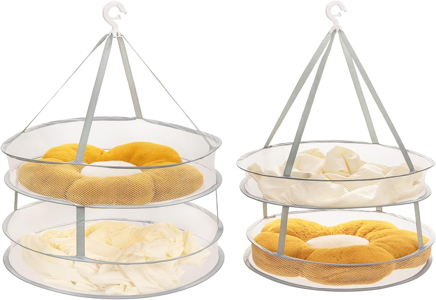 2 Pack 2-Tier Folding Mesh Clothes Hanging Dryer, Sweater Drying Rack ...