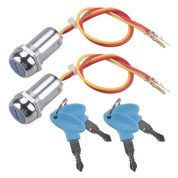 2 Pack 2 Wires Ignition Switch Key Starter Switch with 4 Keys On-Off ...