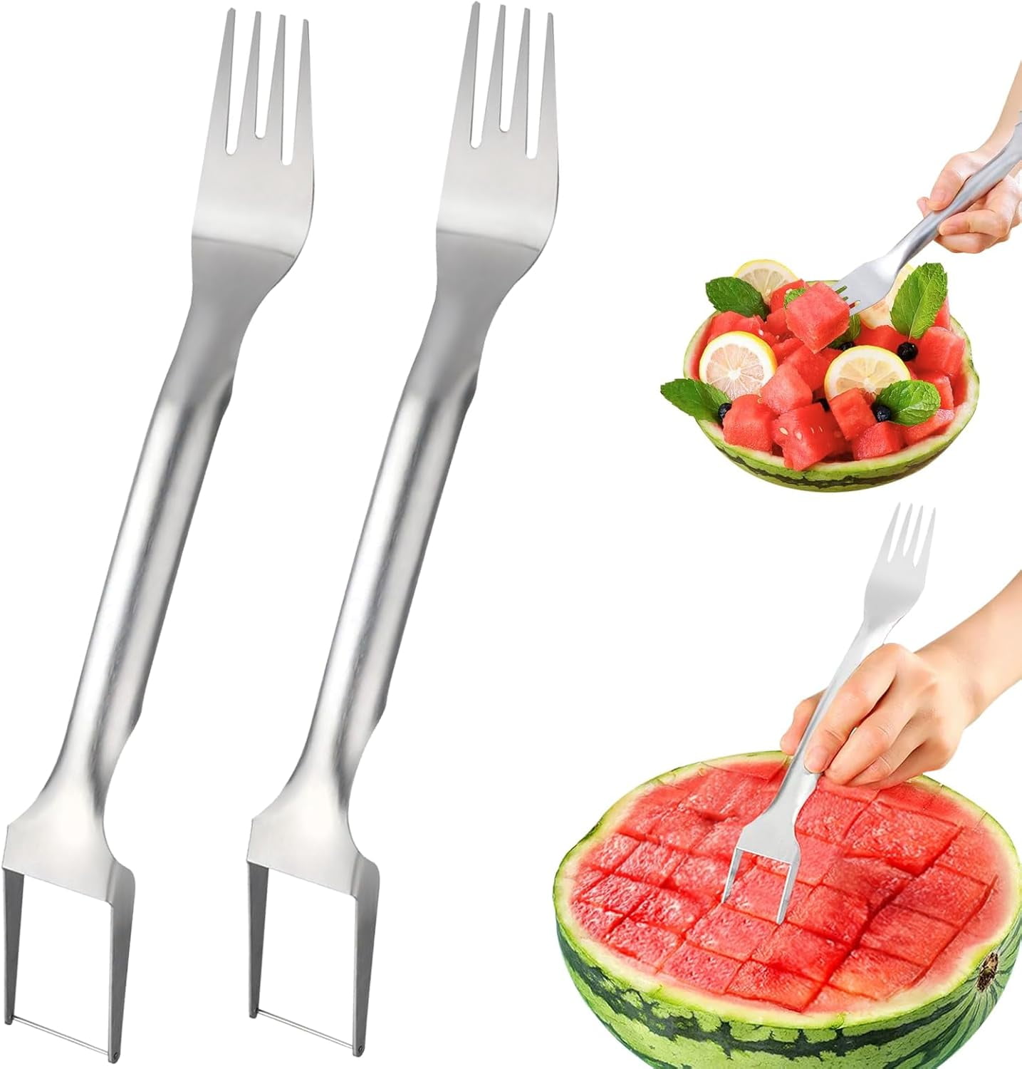2 Pack 2-in-1 Watermelon Fork Slicer Cutter, Summer Stainless Steel ...