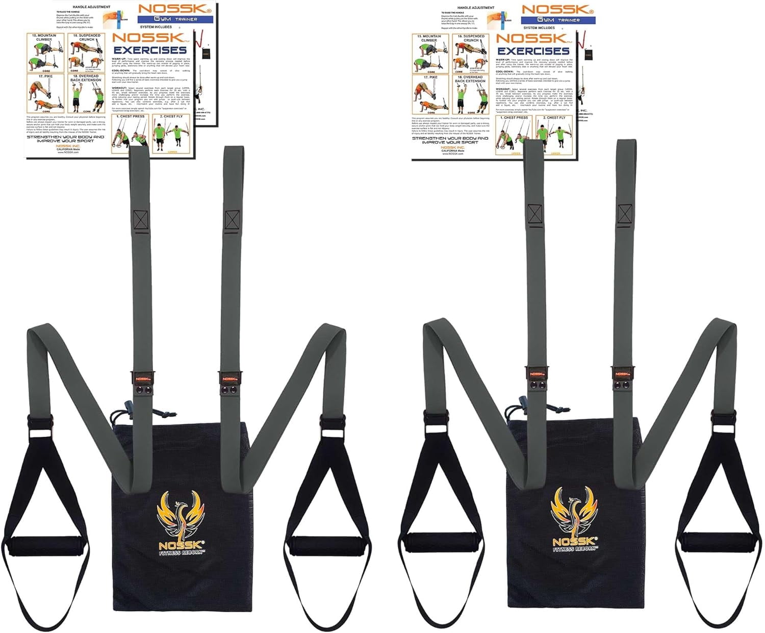 2 Pack! 2 sets of NOSSK GYM Pro Suspension Fitness Trainers ...