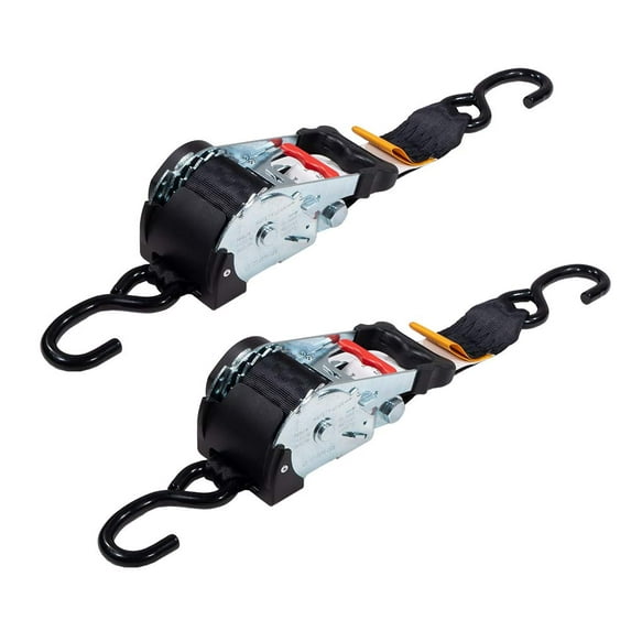 "2 Pack 2"" x 10' Auto Retract Ratchet Straps | S Hook for Motorcycle ...