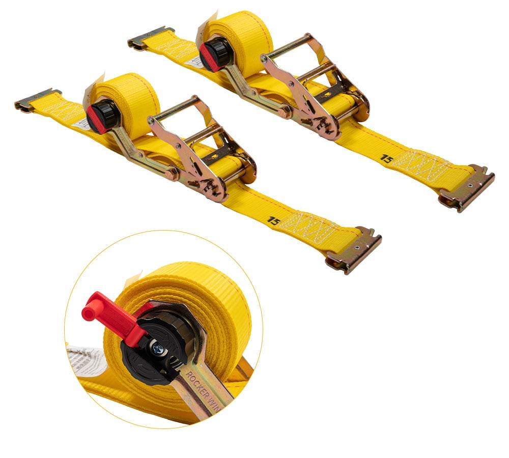 2 Pack 2'' x 12' Rocker Winder Auto Retractable Ratchet Straps for E ...