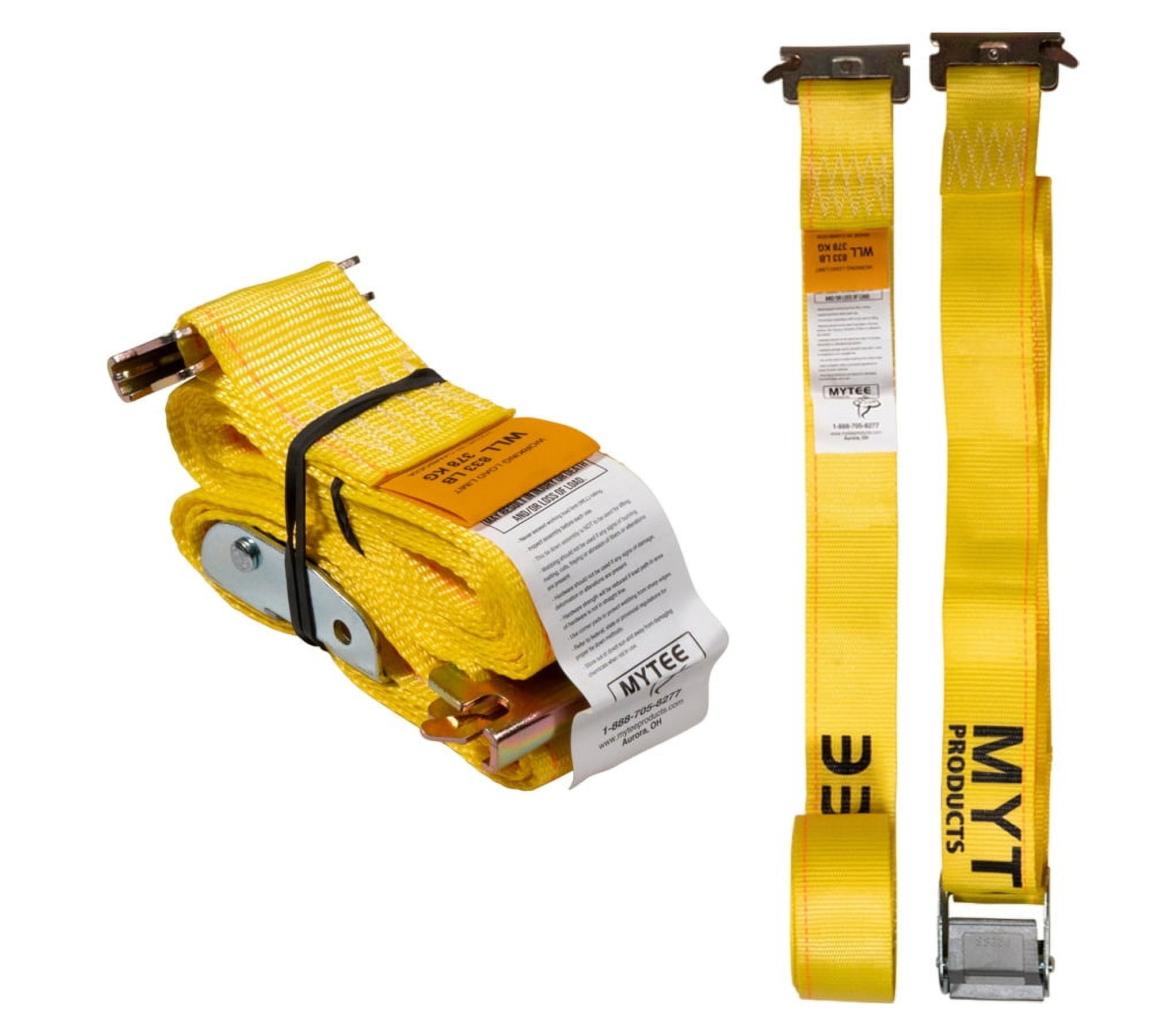 2 Pack 2''x12' Logistic E-Track Cam Buckle Straps with Spring E-Fittings - 2500 lbs Breaking ...