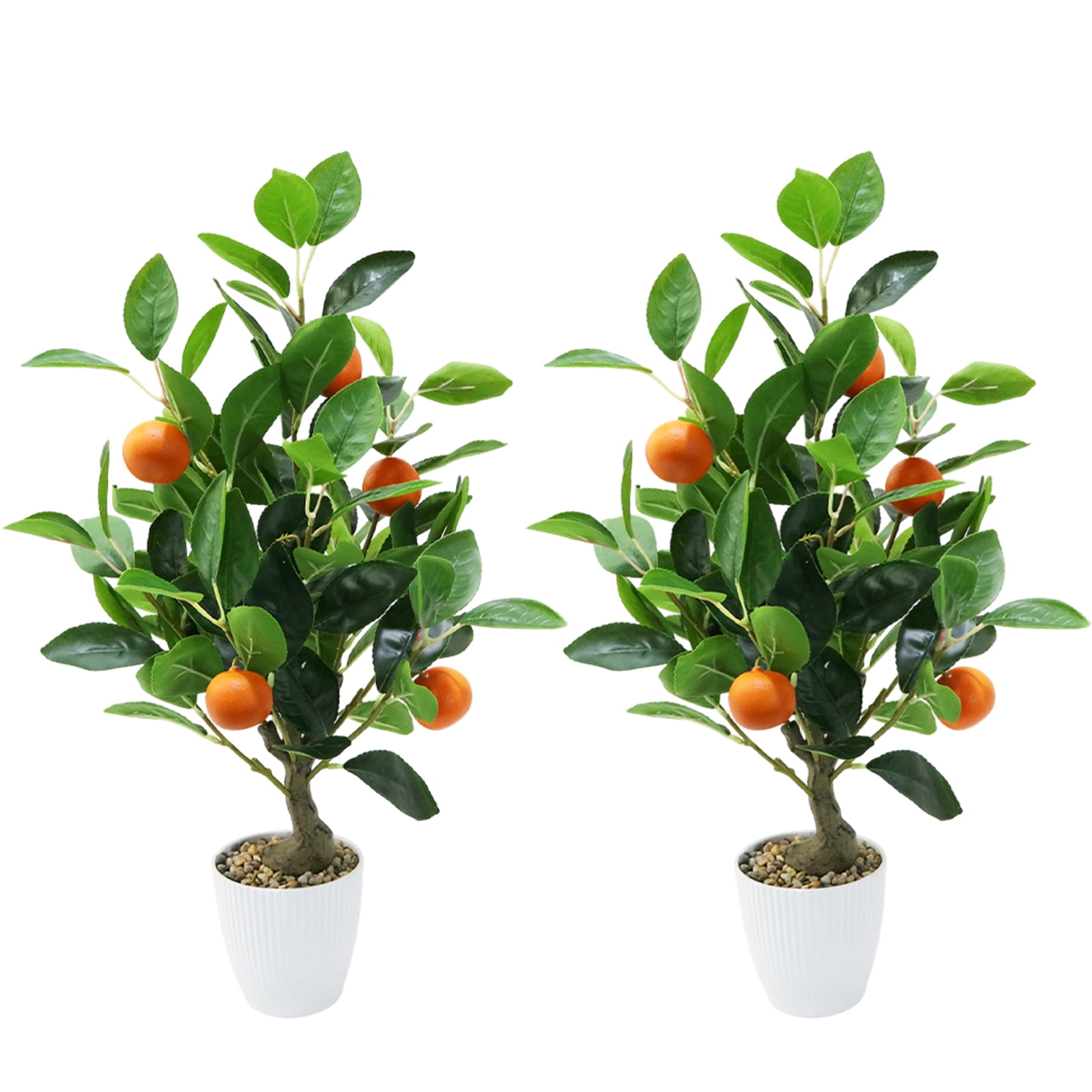 2 Pack 20" Artificial Orange Trees in Pots - Faux Potted Plants for ...