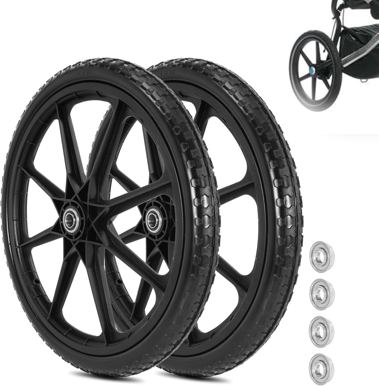 2 Pack 20” Flat Free Tires Cart Wheels with 5/8" Bearings & 3/4 ...