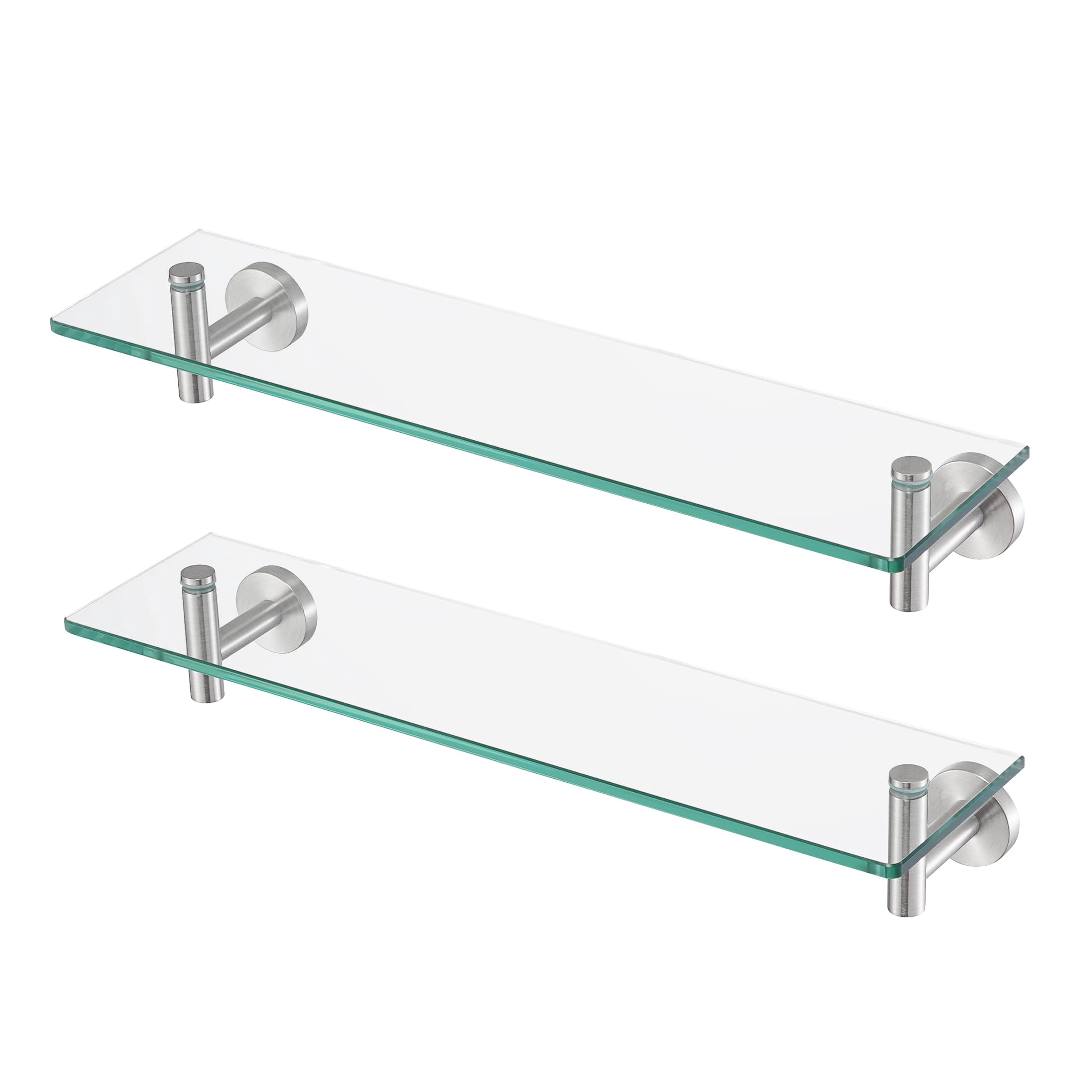 2-Pack 20-Inch Floating Glass Bathroom Shelves - Stainless Steel ...