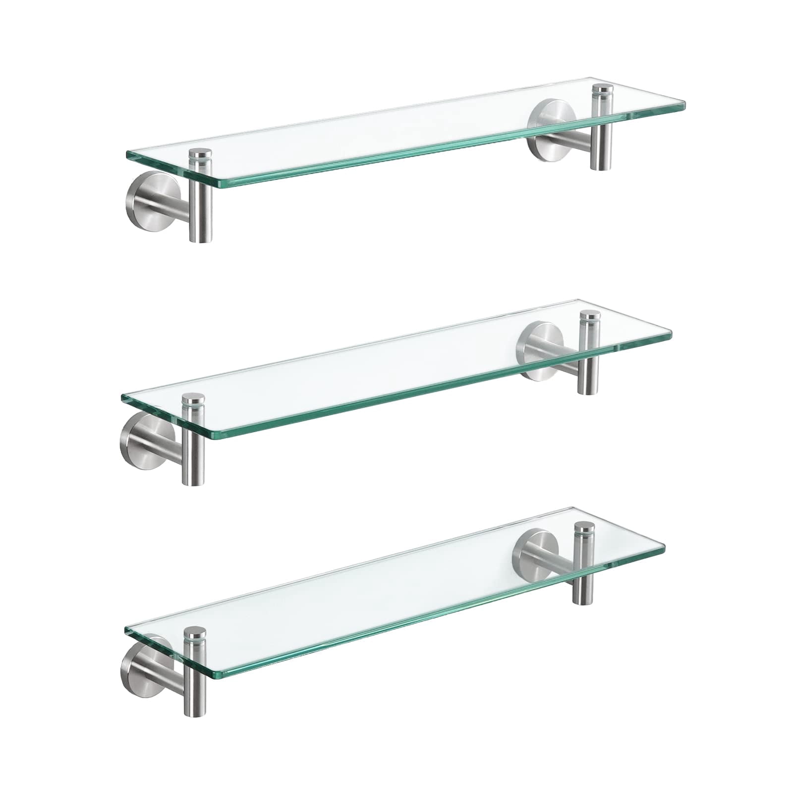 2-Pack 20-Inch Floating Glass Bathroom Shelves - Stainless Steel ...