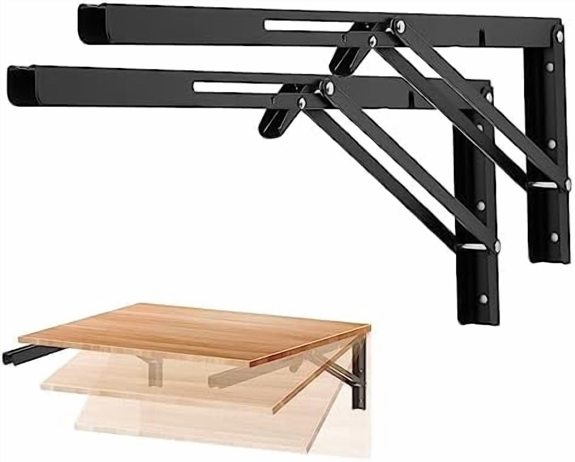 -2 Pack 20 Inch Folding Shelf Brackets – Matte Black, Heavy Duty ...