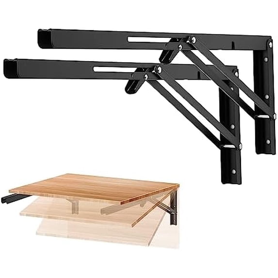-2 Pack 20 Inch Folding Shelf Brackets – Matte Black, Heavy Duty ...