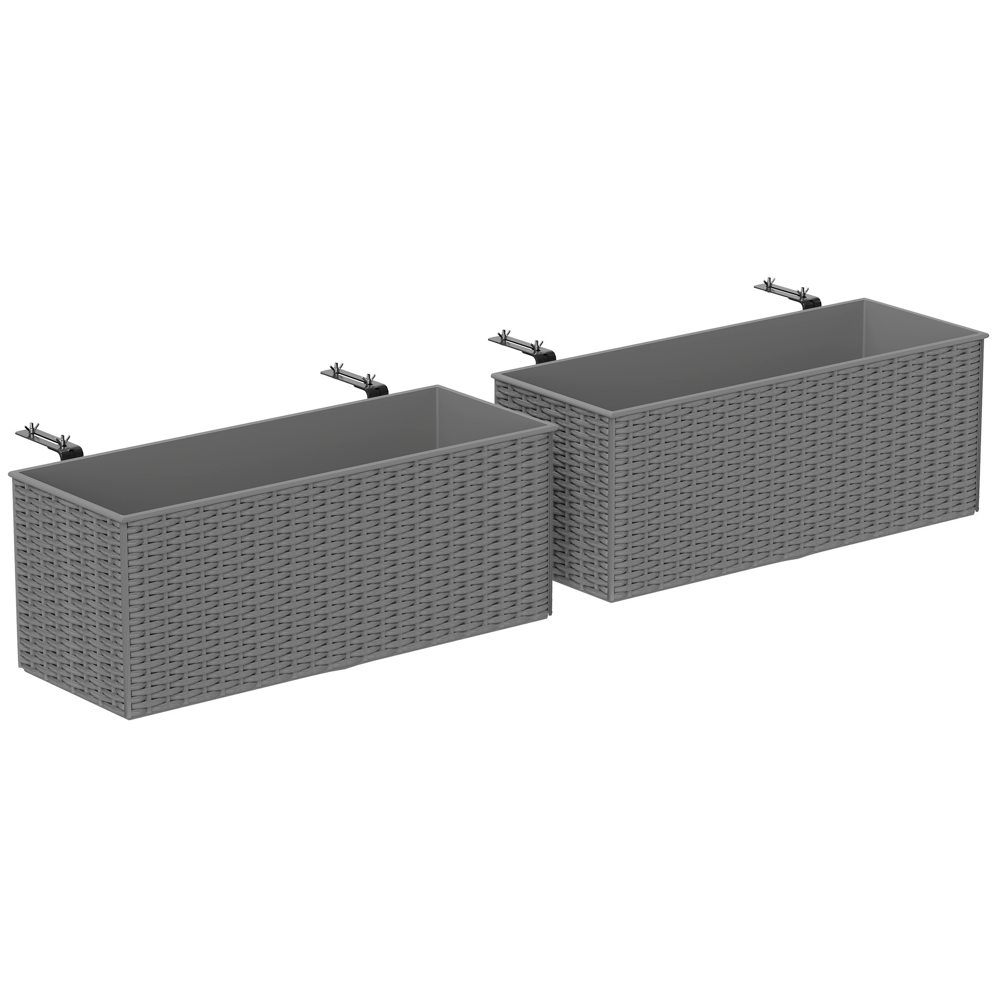 2 Pack 20 Inch Railing Flower Pots, Hanging Flower Pots with Hooks ...