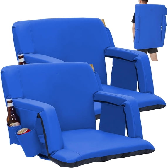2 Pack 20 Inch Stadium Seats - Wide Bleacher Chairs with Adjustable ...