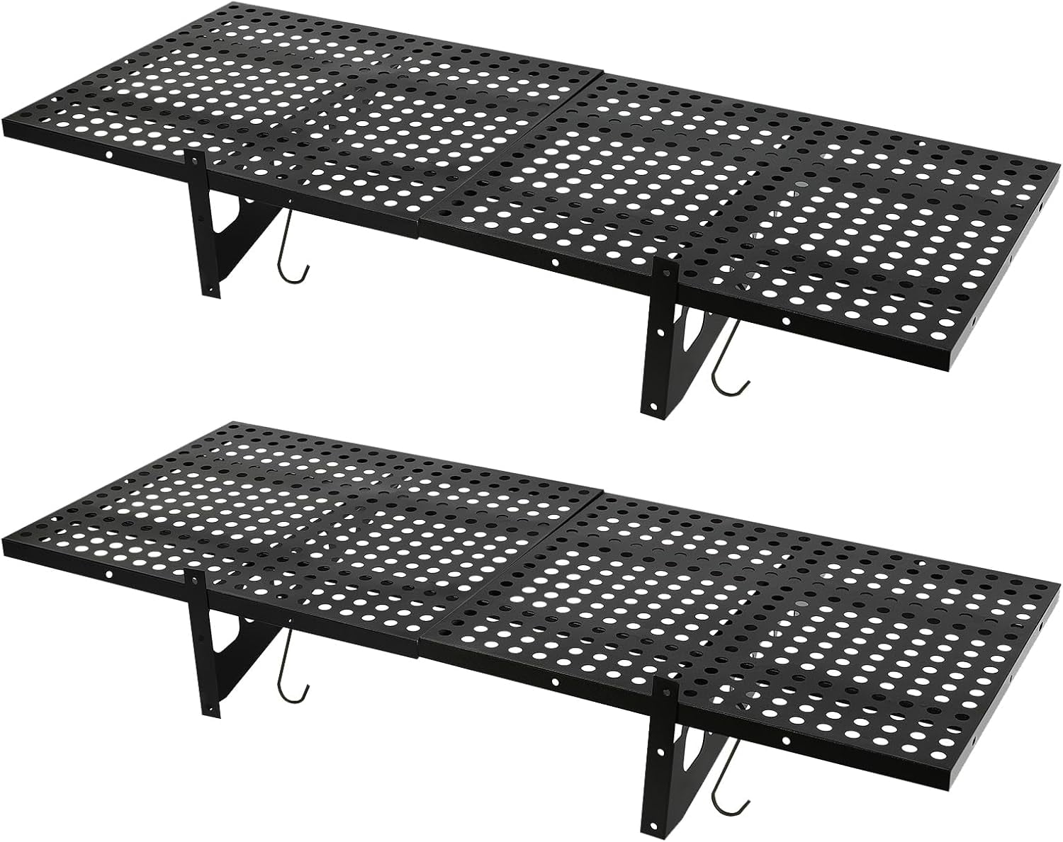2-Pack 20" x 48" Garage Wall Shelf Heavy Duty Black Steel Garage ...