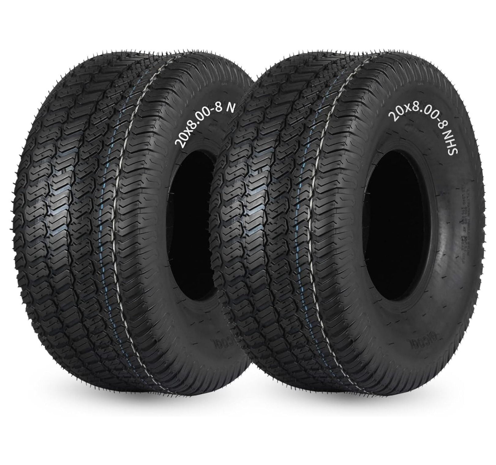 (2 Pack) 20 x 8.00-8 Lawnmower Tubeless Turf Tire, 20x8-8 for Tractor ...