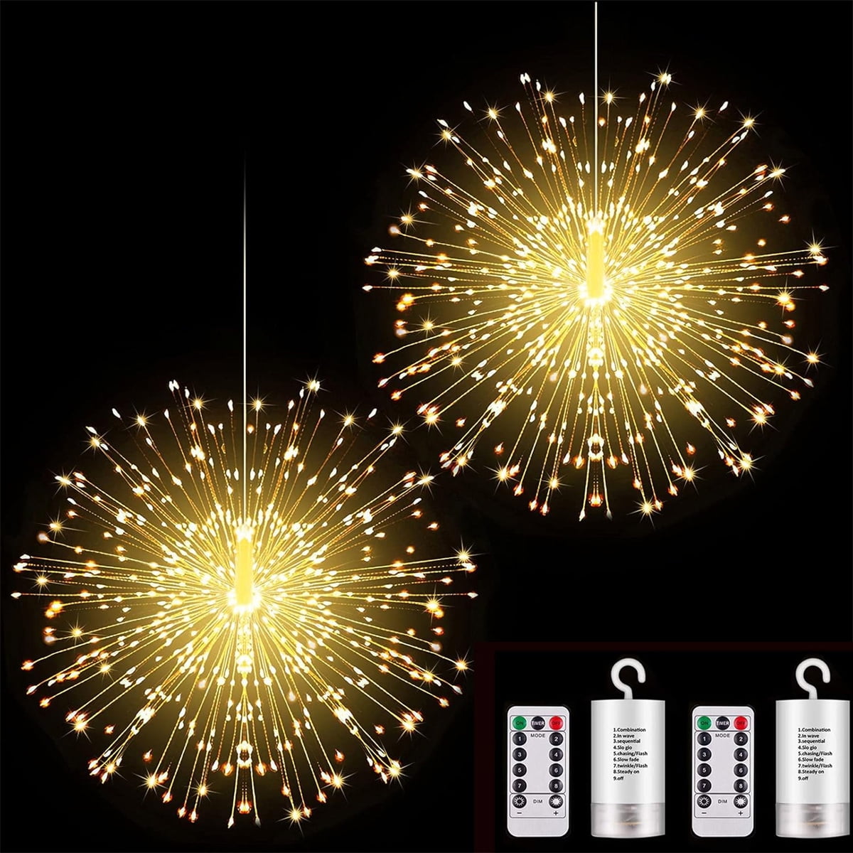 2 Pack 200 LED Fireworks Lights, Tutuviw Hanging Starburst Lights ...