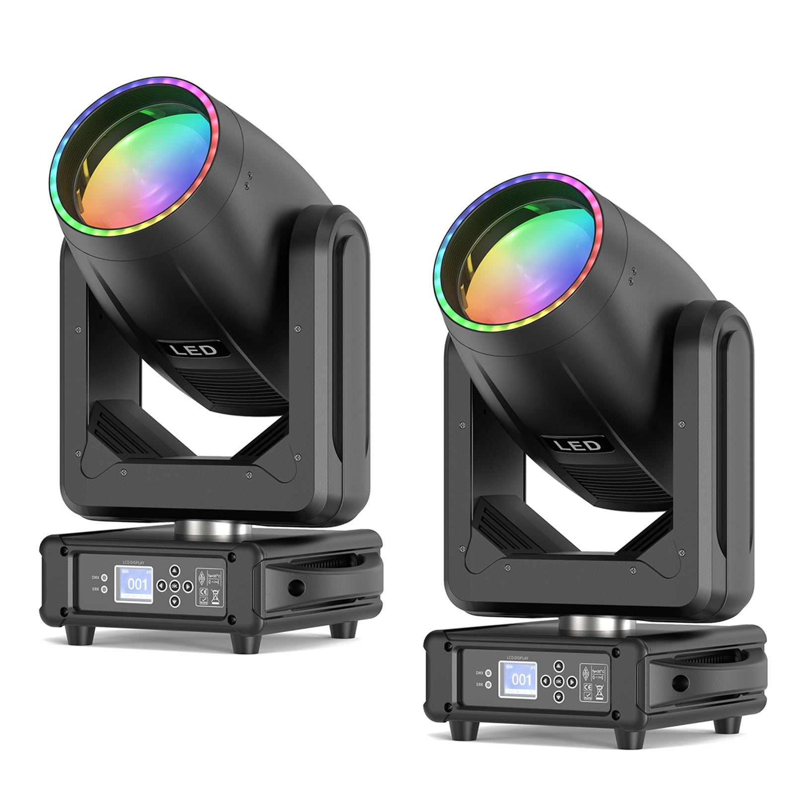 2-Pack 200W LED Moving Head Beam Light - DMX512, Auto, Sound-Activated ...