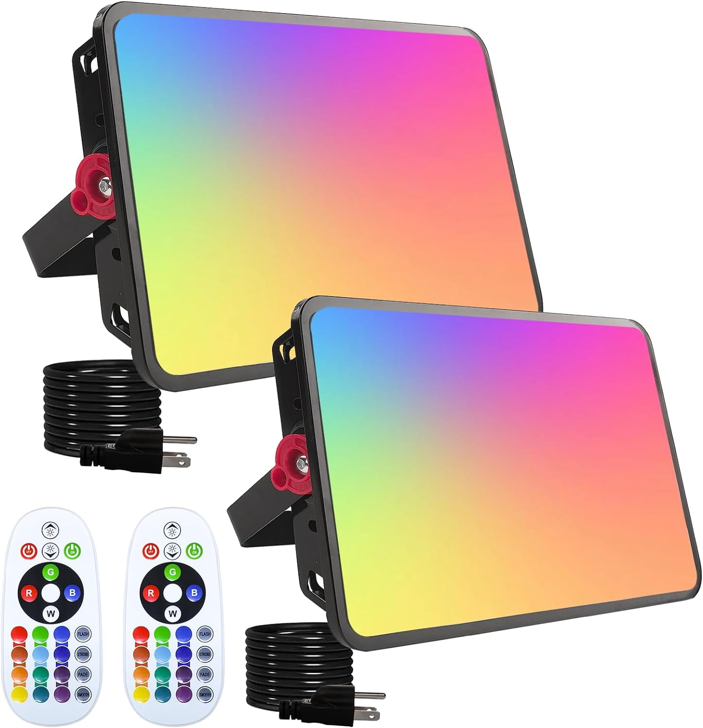 2 Pack 200W RGB Flood Light, RGB Color Changing Floodlight, Smart RGB ...