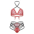 2 Pack2024 New Women Mesh Lace Bra And Underwear Set Red Lingerie Plus Size Lace Unlined Bra