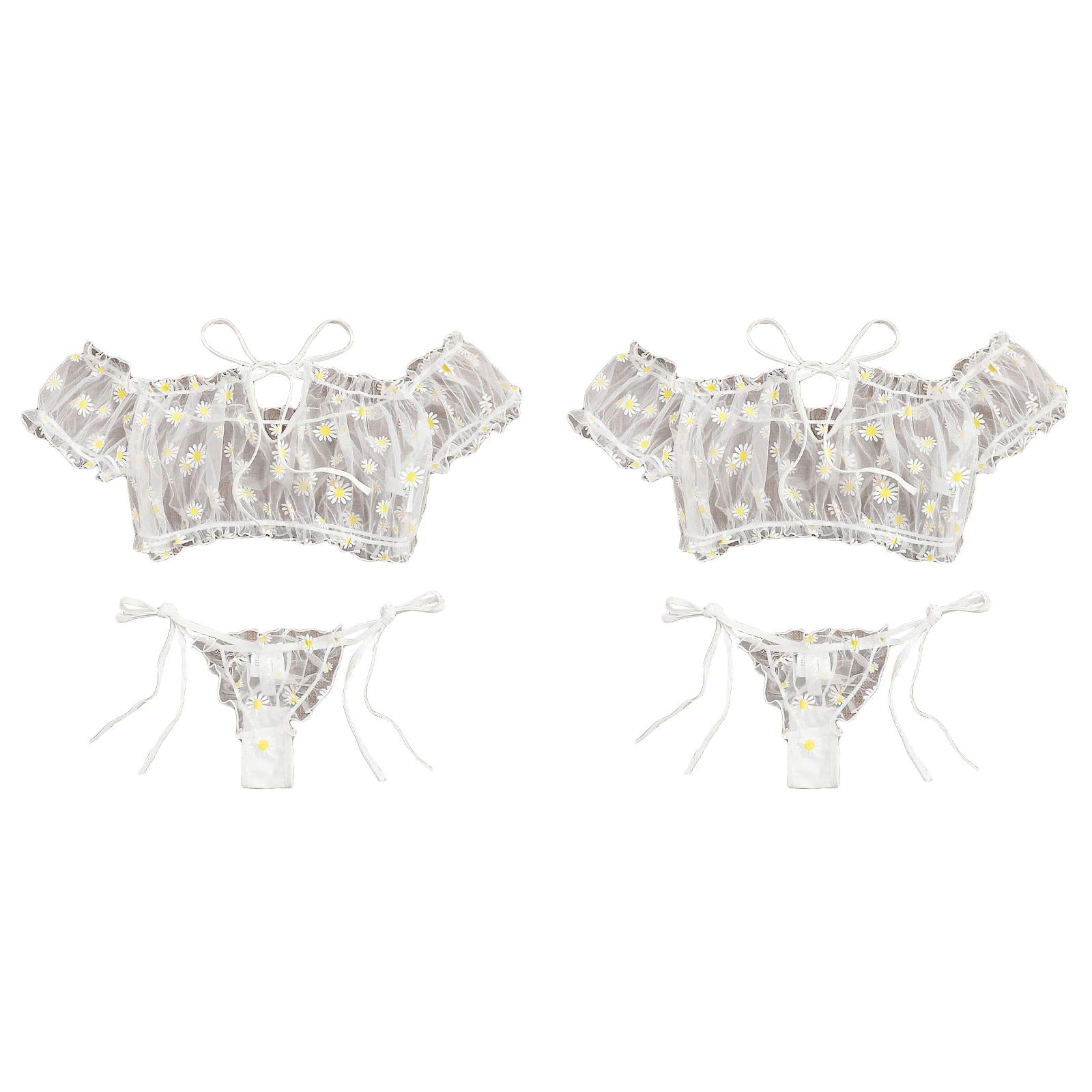 (2-Pack) 2025 Embroidery Sleepwear Women Bra Plus Size for Women ...