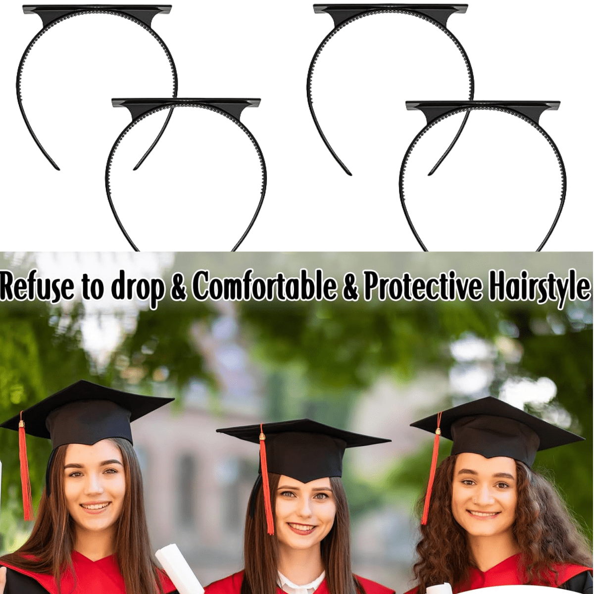 2 Pack 2025 Graduation Cap Headband,Grad Cap Band with Adhesive Felt ...