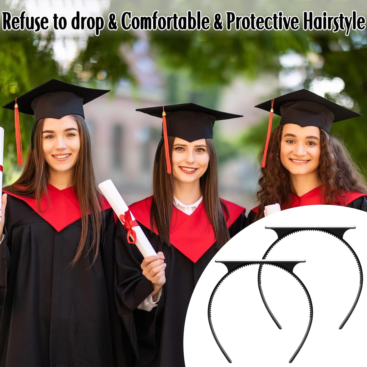 2 Pack 2025 Graduation Cap Headband,Grad Cap Band with Adhesive Felt ...