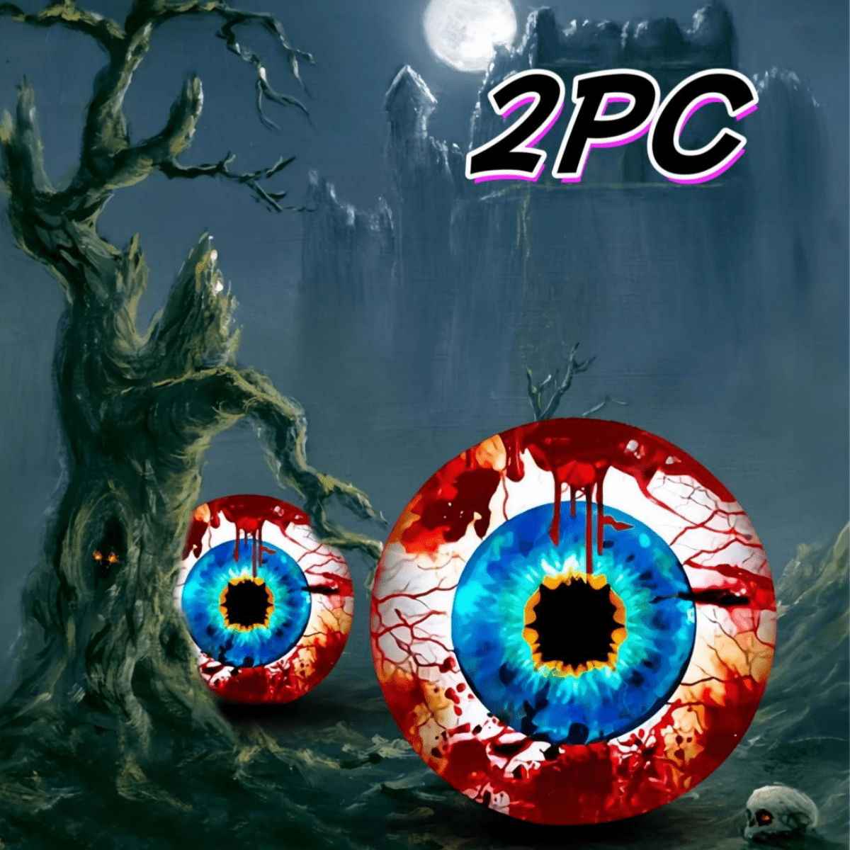 2 Pack 2025 Halloween Eyeball Balloon Decoration Scary Theme Foil ...
