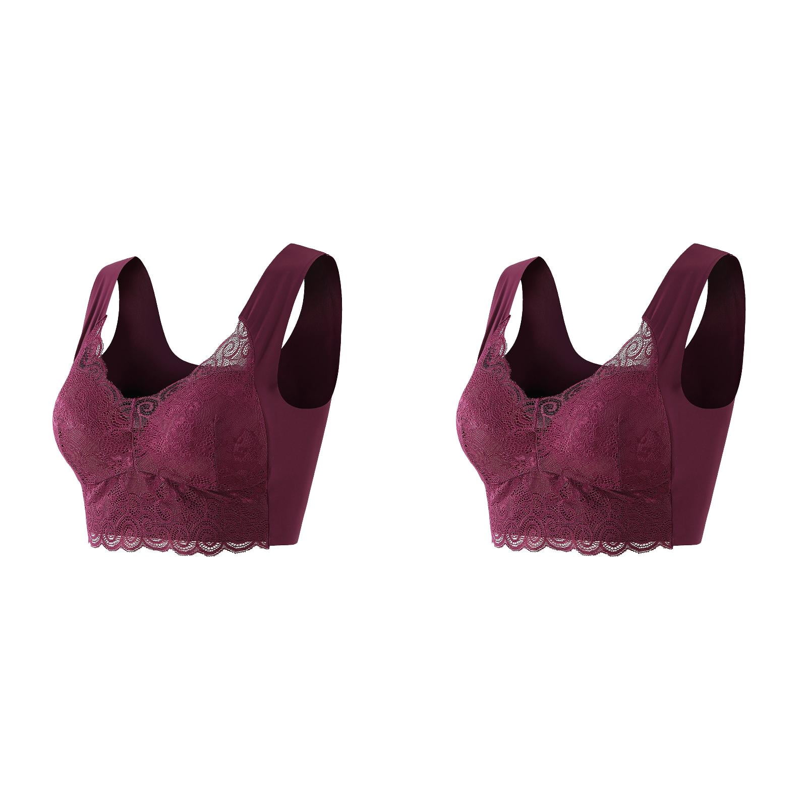 (2-Pack) 2025 Lace Bra Plus Size Medium Support Sports Bras for Women ...