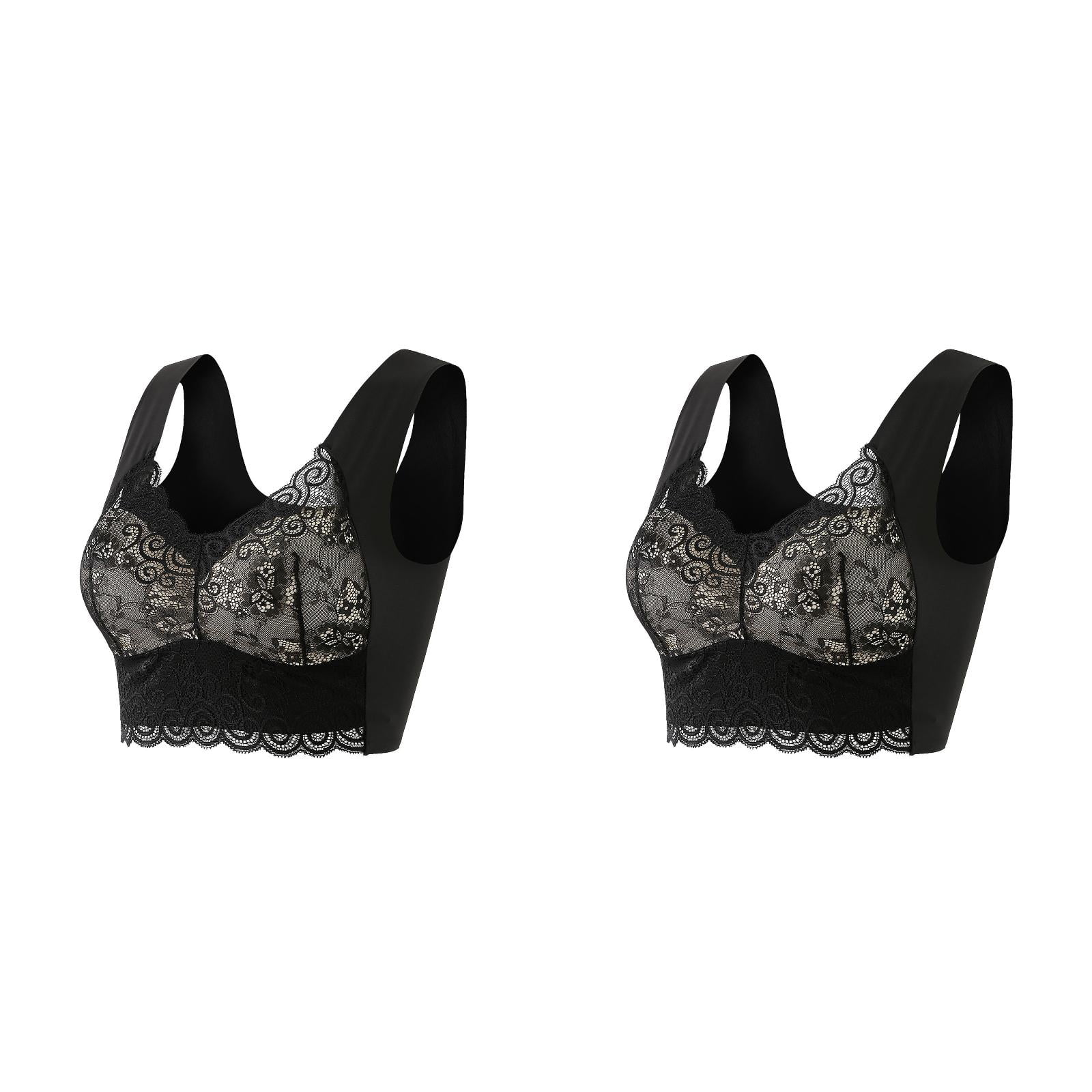 (2-Pack) 2025 Lace Bra Plus Size Womens Bras Comfortable Wide Band Bra ...