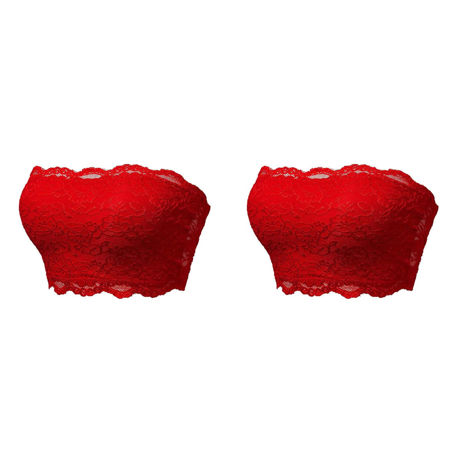 (2-Pack) 2025 Ladies Seamless Top Lace Strapless Tops for Women Beauty ...