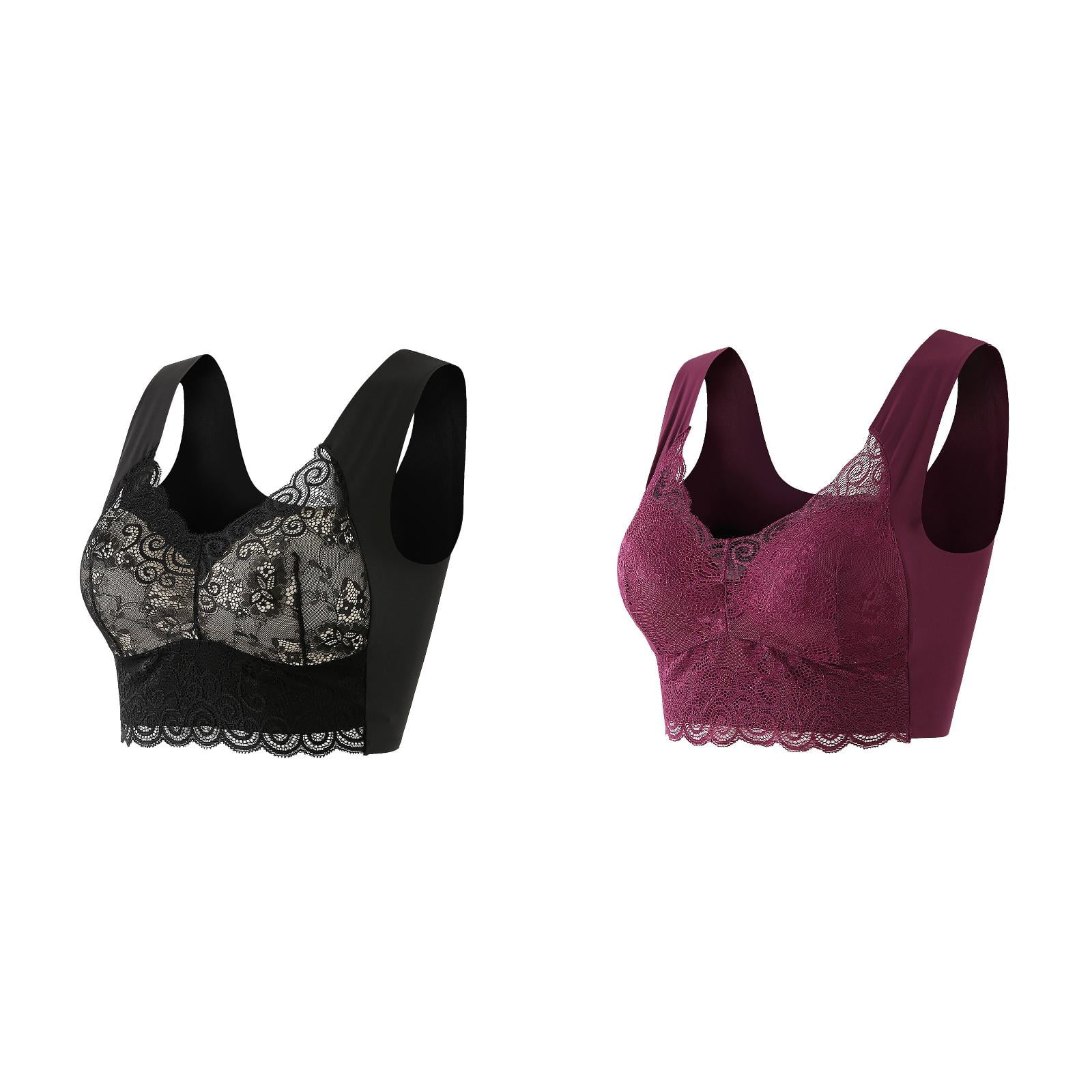 (2-Pack) 2025 New Lace Bra Plus Size Womens Bras No Underwire Bra Women ...