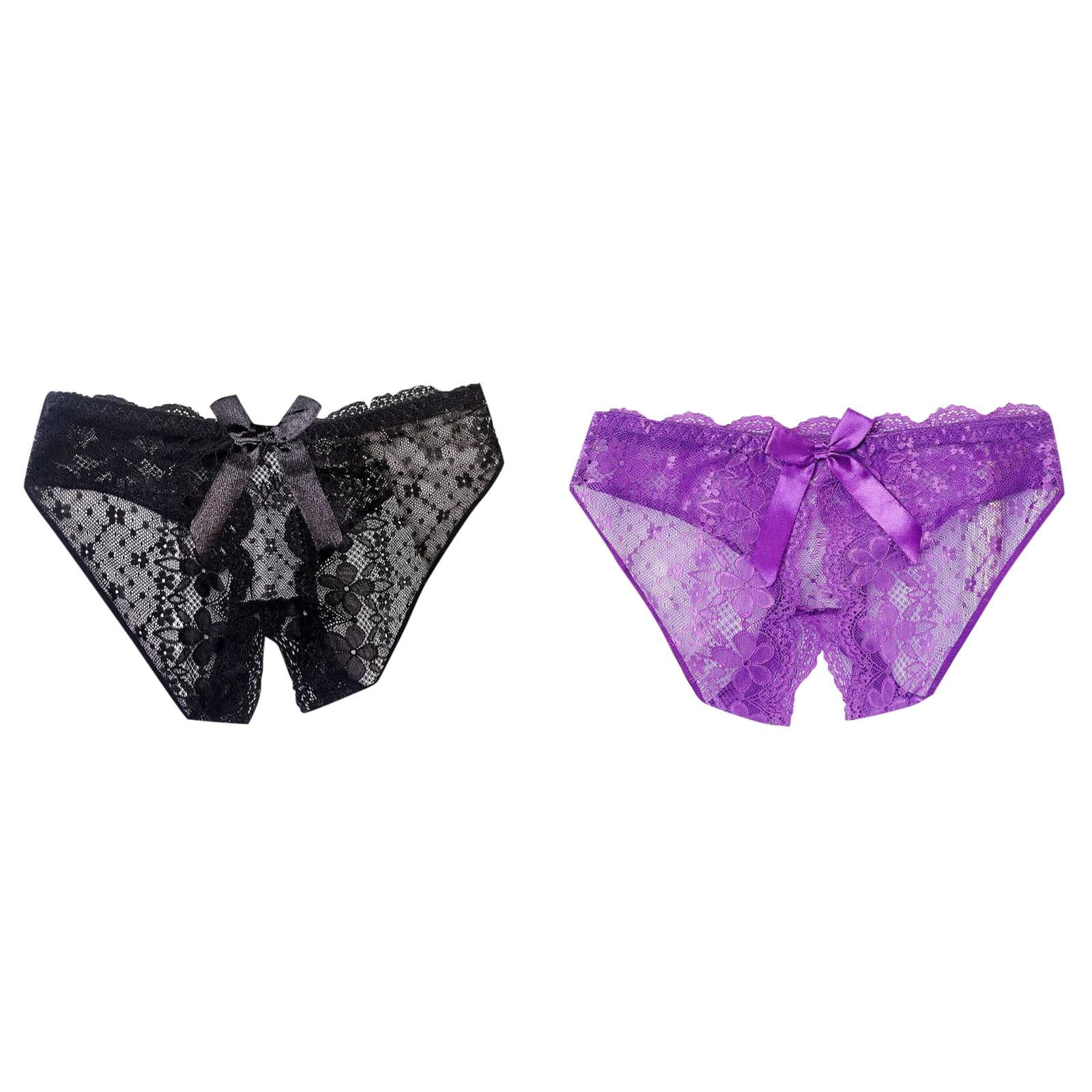 (2-Pack) 2025 New Lace Low Waisted Lavender Panties Lace Underwear for ...
