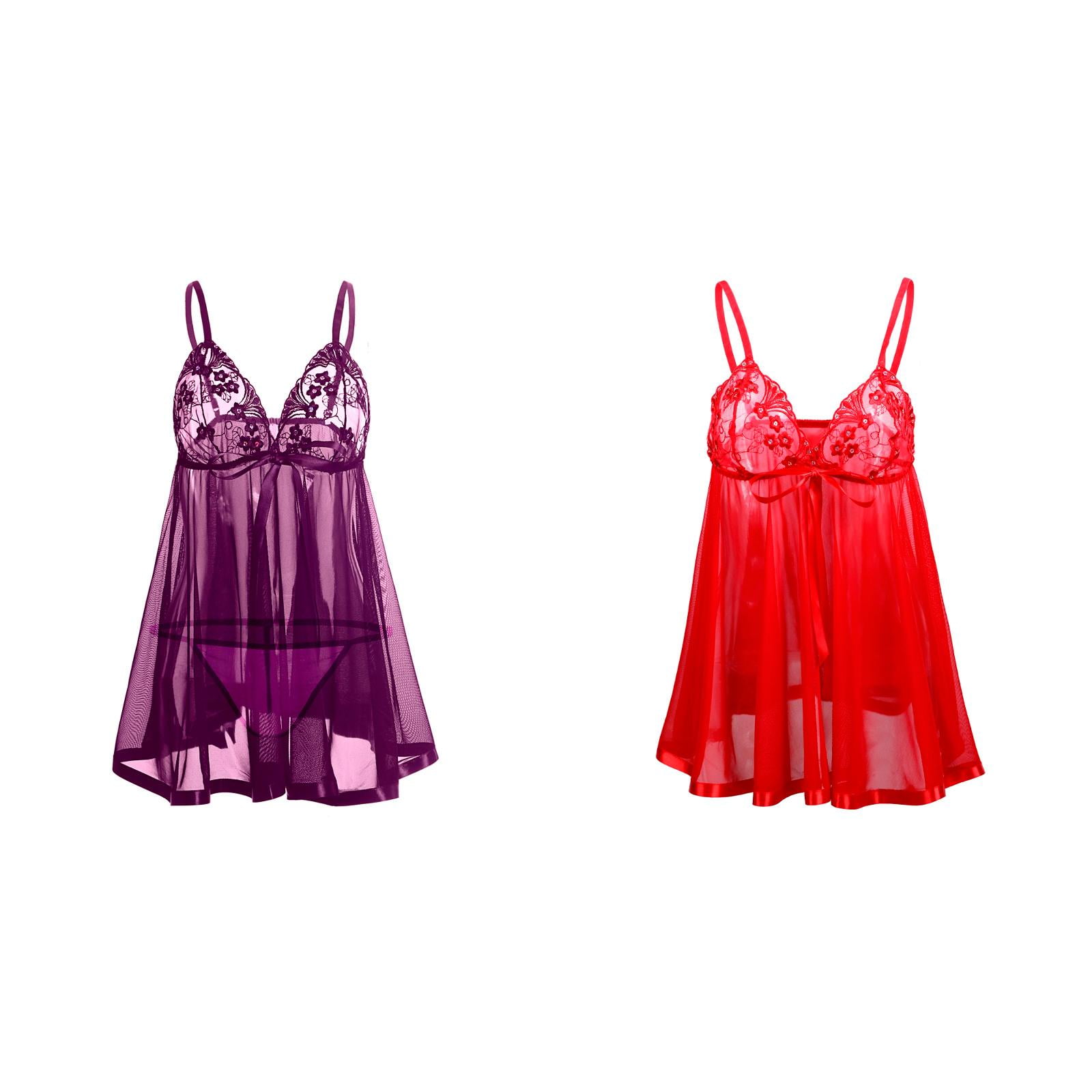 (2-Pack) 2025 New Plus Size Long Lace Robes for Women Lace Bow ...