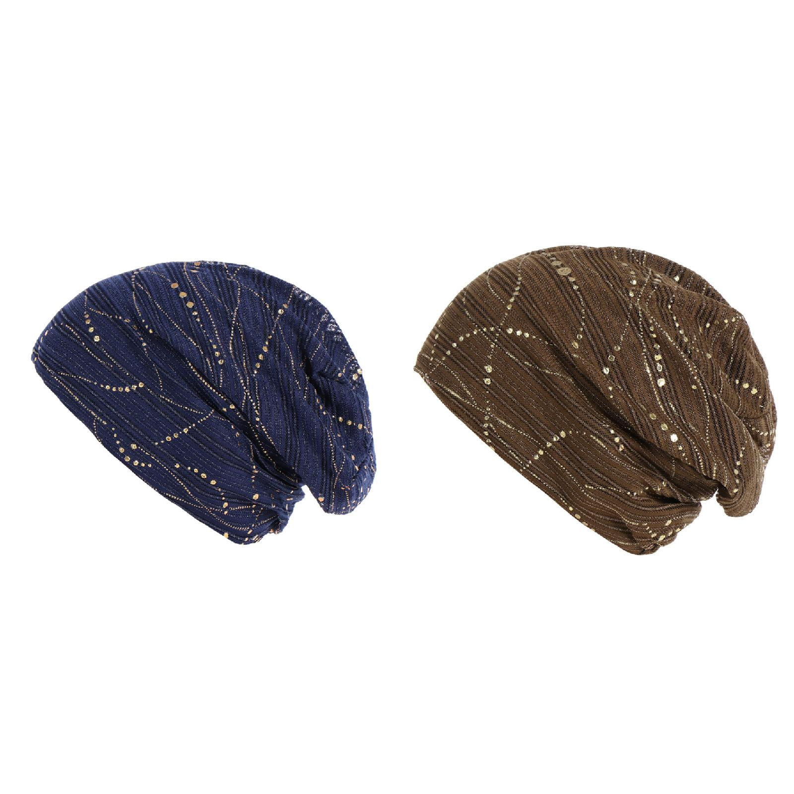 (2-Pack) 2025 New Women Frontal Lace Fall Cross Bonnet Hijab Turban Hat ...