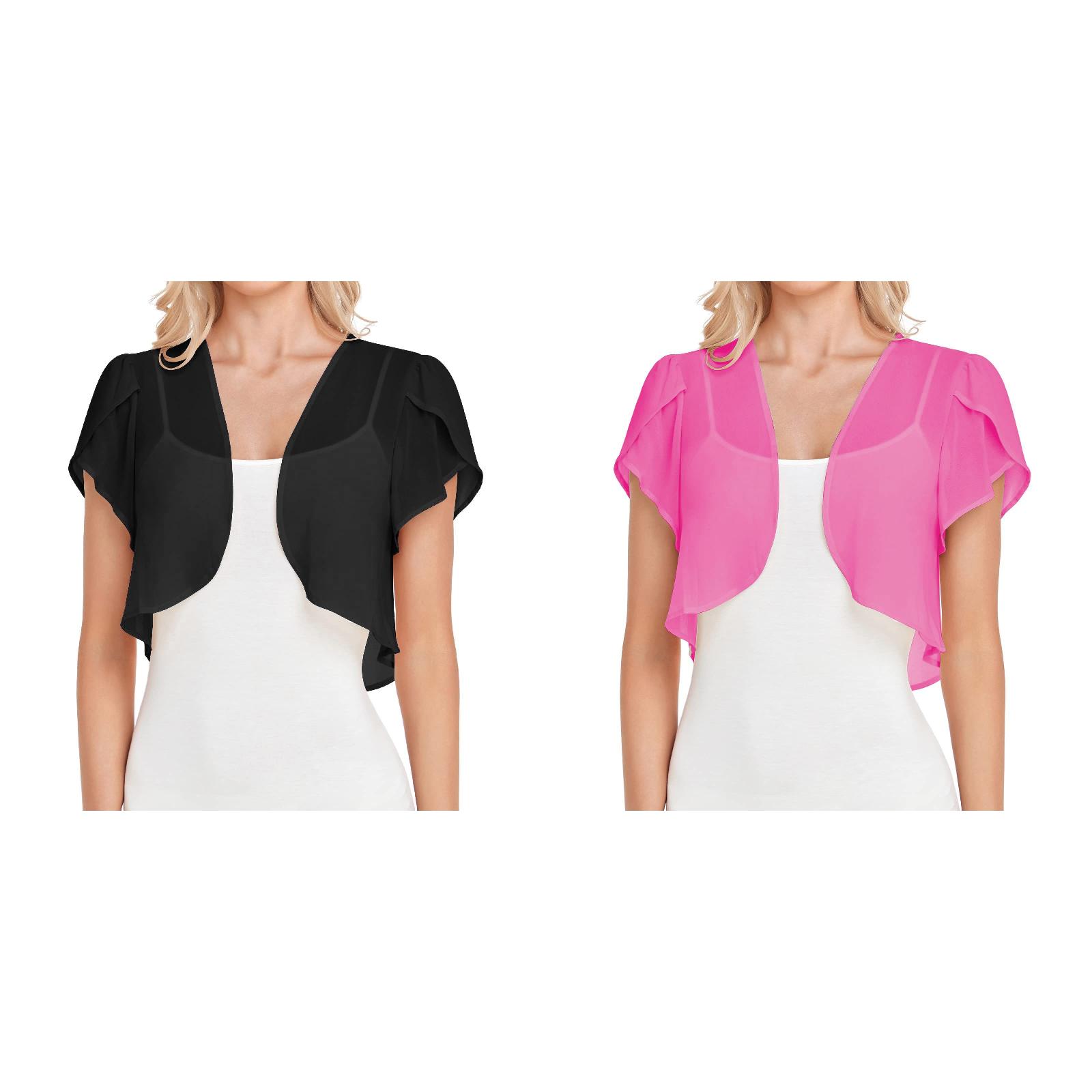 (2-Pack) 2025 New Women Solid Short Cardigan Plus Sleeve Cropped Bolero ...