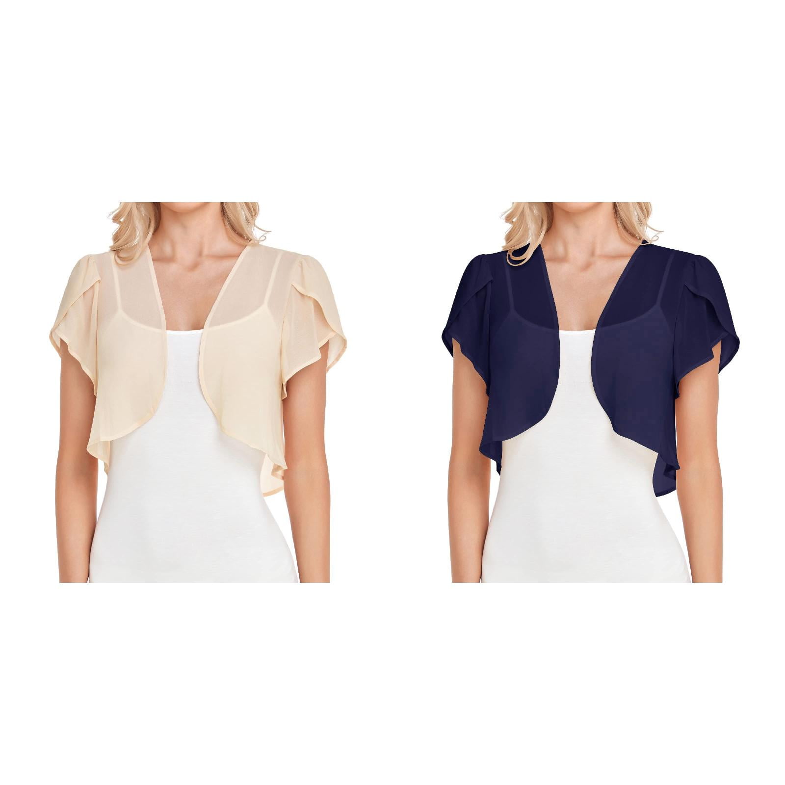 (2-Pack) 2025 New Women Solid Short Summer Cover Up Cardigan Sleeve ...