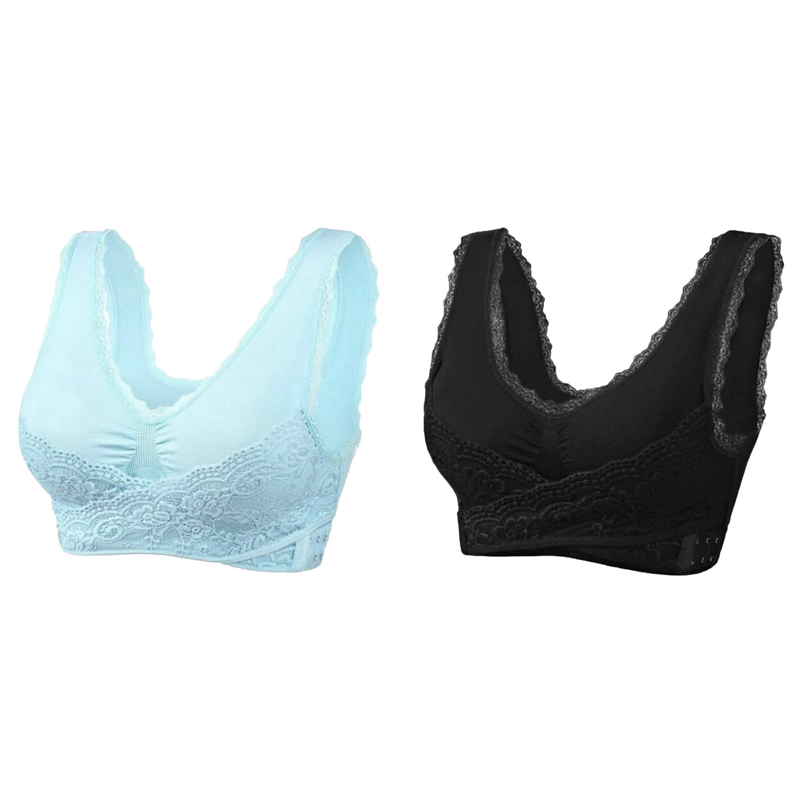(2-Pack) 2025 New Women's Front Side Buckle Bra's for Women Lace Edge ...