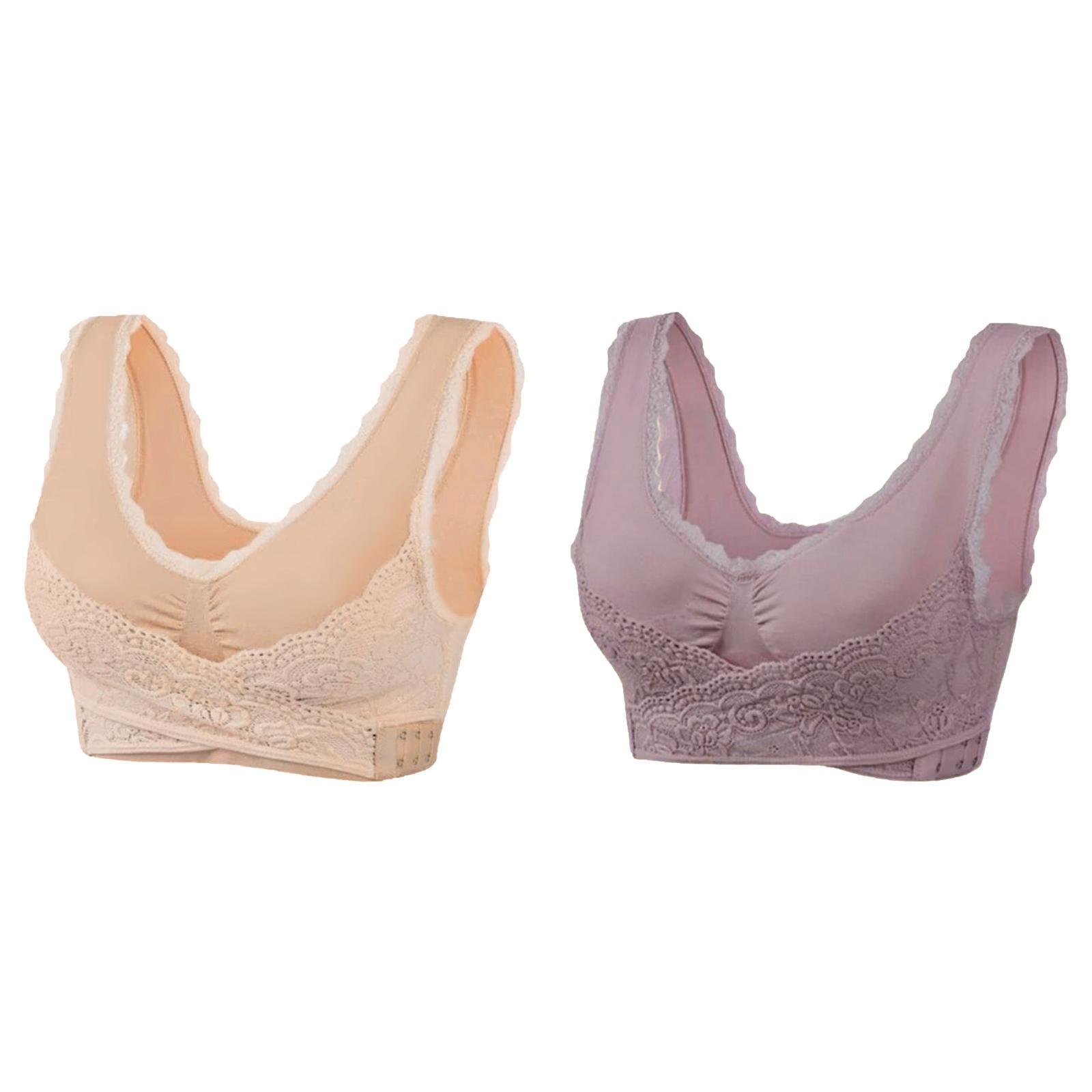 (2-Pack) 2025 New Women's Front Side Buckle Pack of Bras Lace Edge ...