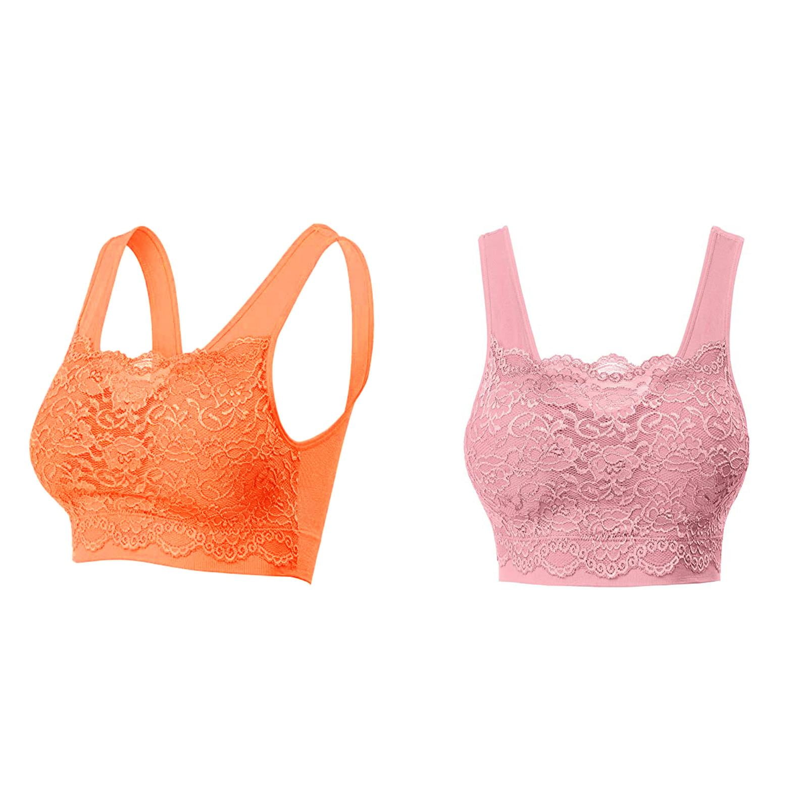 (2-Pack) 2025 New Women's Seamless Lace Bra Women Bray Top with Front ...