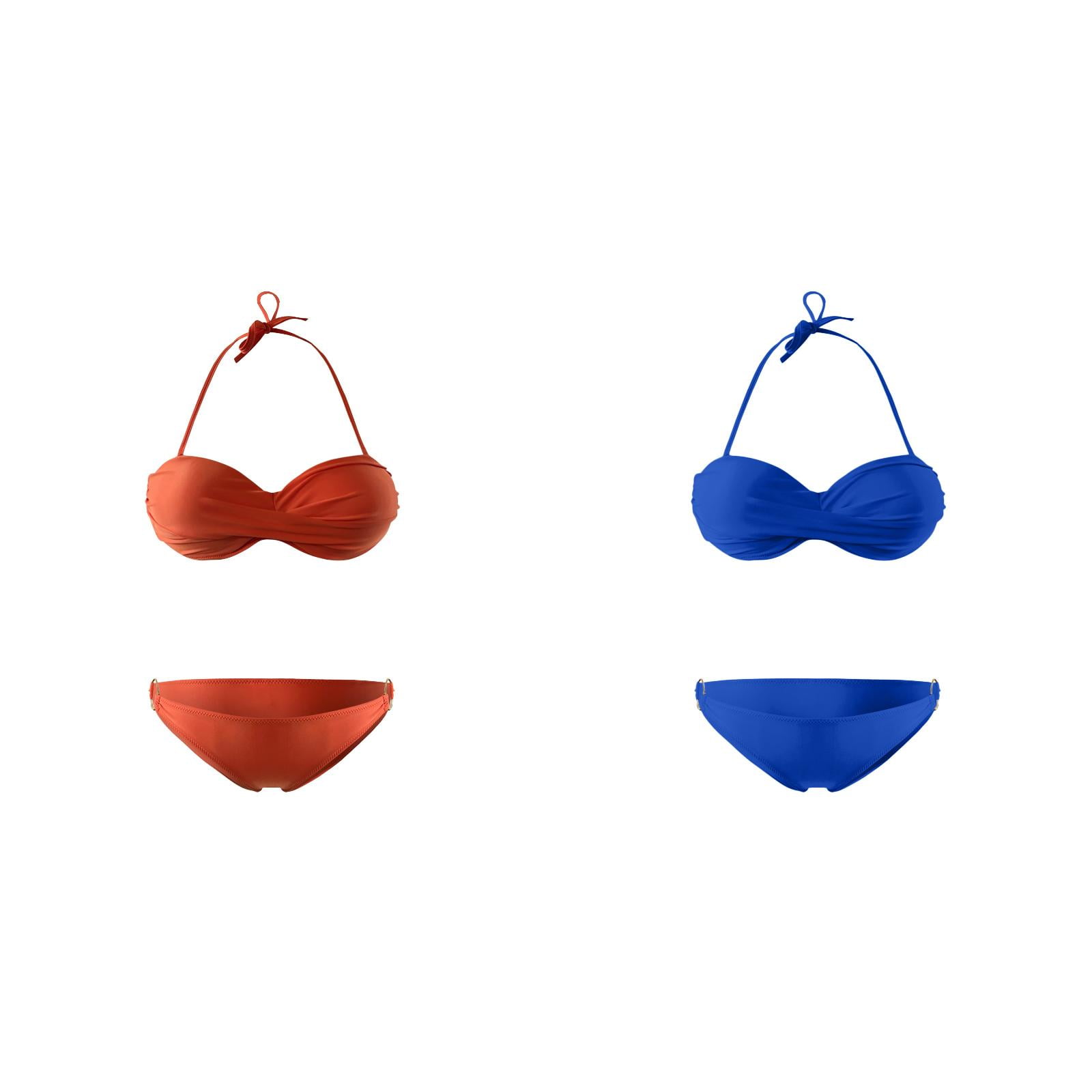 (2-Pack) 2025 New Womens Detachable Strap High Plus Swim Suit Waisted ...