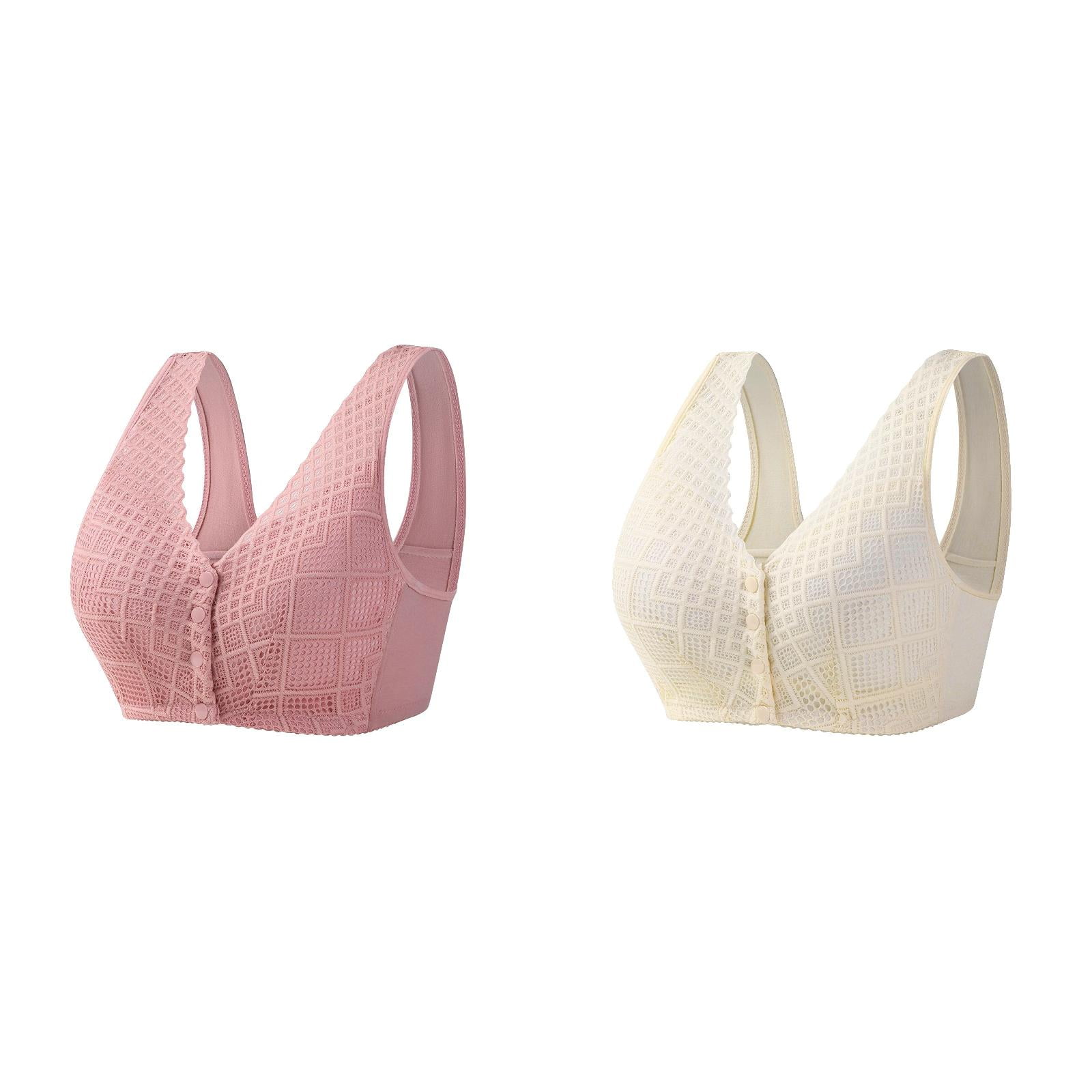 (2-Pack) 2025 New Womens No Steel Ring Womens Bras Front Closure Front ...