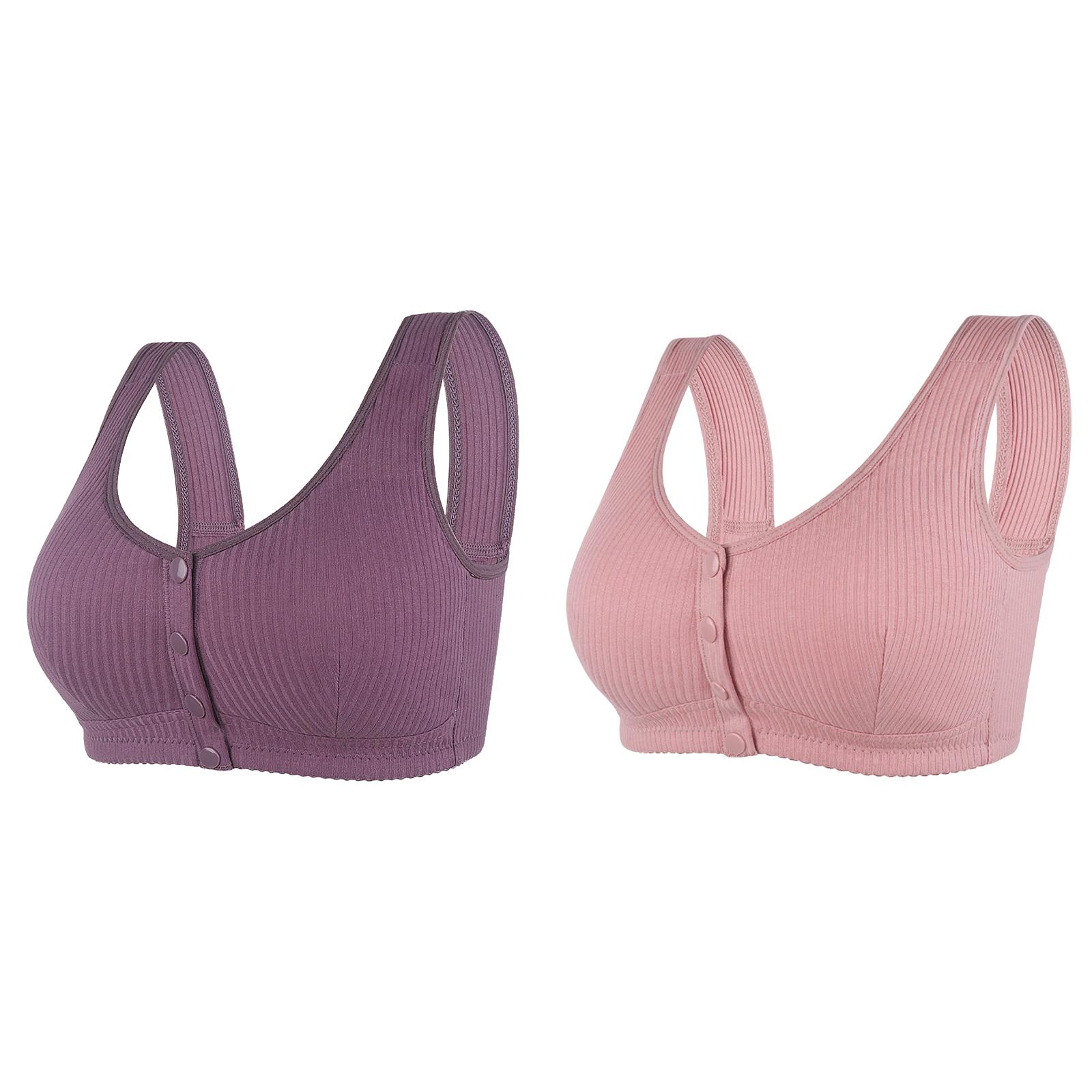 (2-Pack) 2025 New Womens No Steel Ring Bras Women Front Close Bra T ...